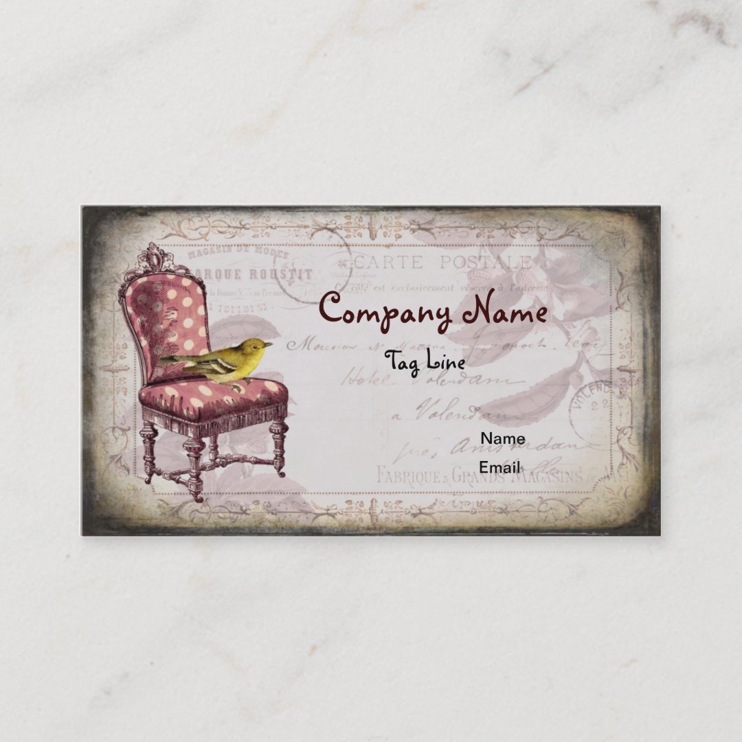 Shabby Chic Chair Business Card | Zazzle