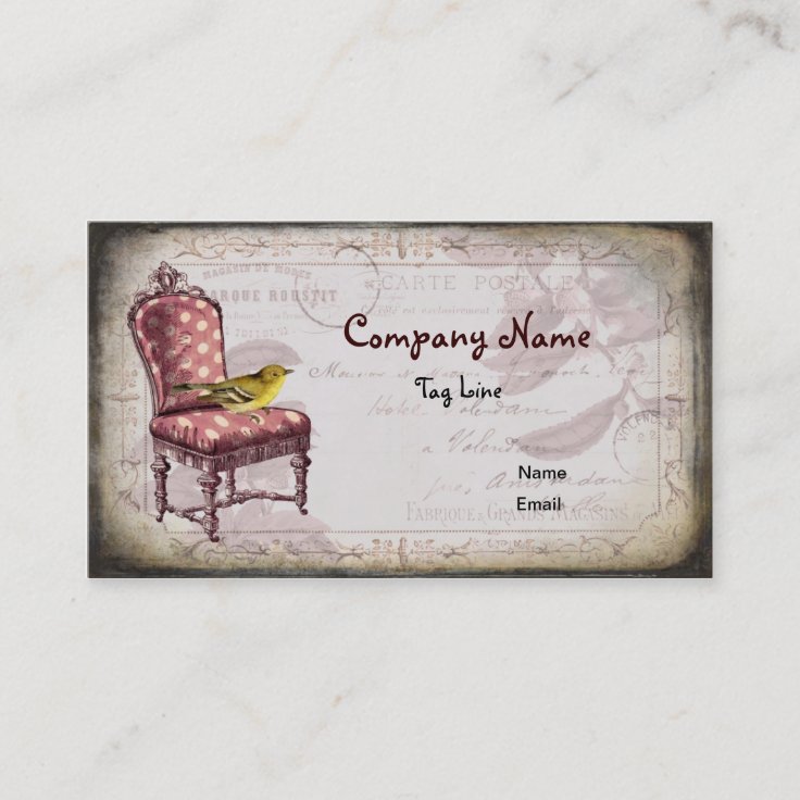 Shabby Chic Chair Business Card | Zazzle