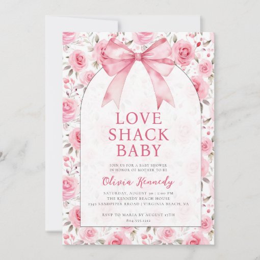 Shabby Chic Coquette Pink Love Shack Baby Shower Invitation | Zazzle