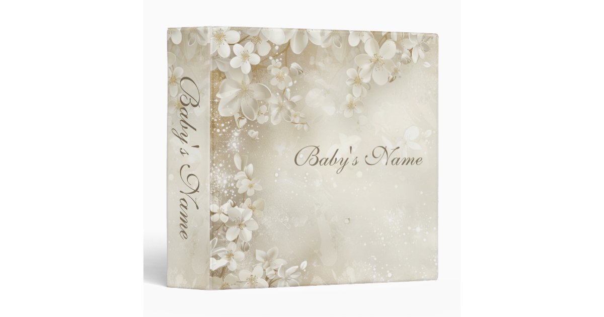 Shabby Chic Cream Floral Baby Photos 3 Ring Binder | Zazzle