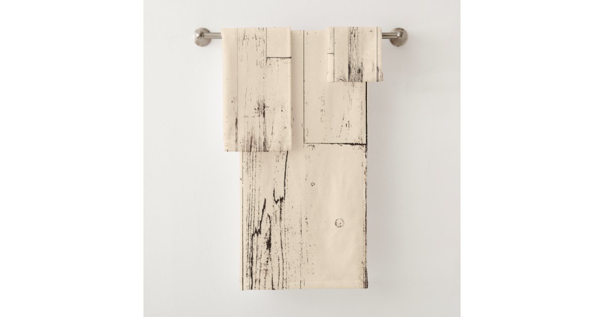 Shabby Chic Cream Wood Rustic Farmhouse Barn Bath Towel Set | Zazzle