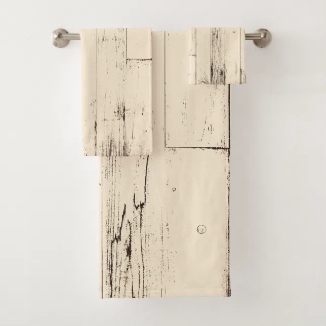 Shabby Chic Cream Wood Rustic Farmhouse Barn Bath Towel Set | Zazzle
