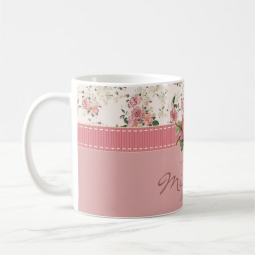 Shabby Chic Custom Name & Monogram Floral Coffee Mug | Zazzle