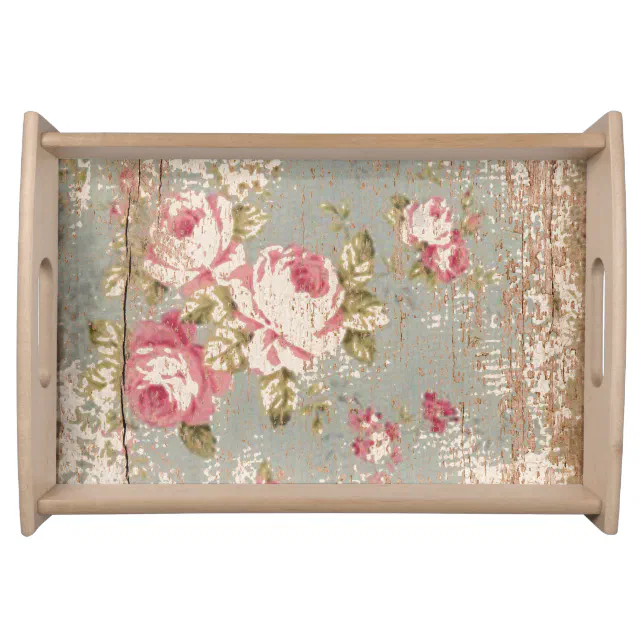 Shabby Chic, Faded Roses, serving tray | Zazzle