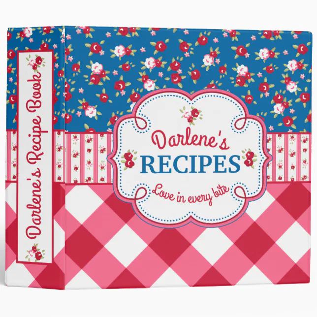 Shabby Chic Floral and Plaid Recipe Book Binder | Zazzle
