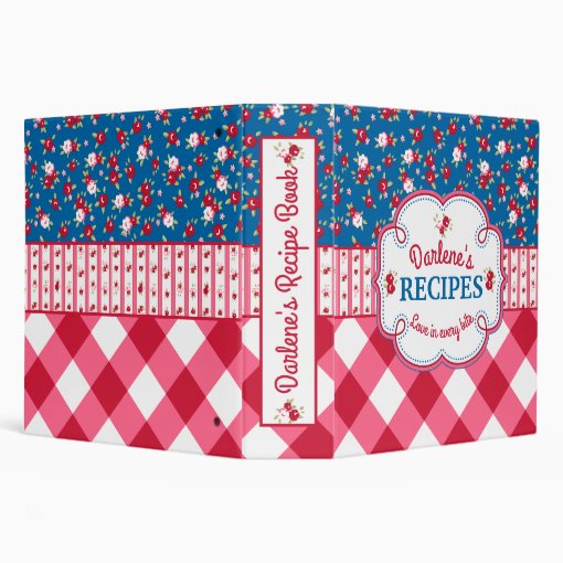 Shabby Chic Floral and Plaid Recipe Book Binder | Zazzle