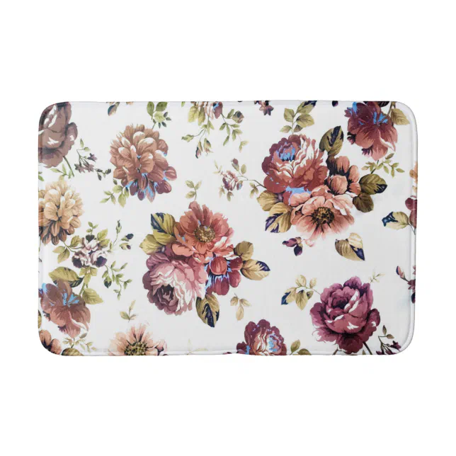 Shabby Chic Floral Bath Mat | Zazzle