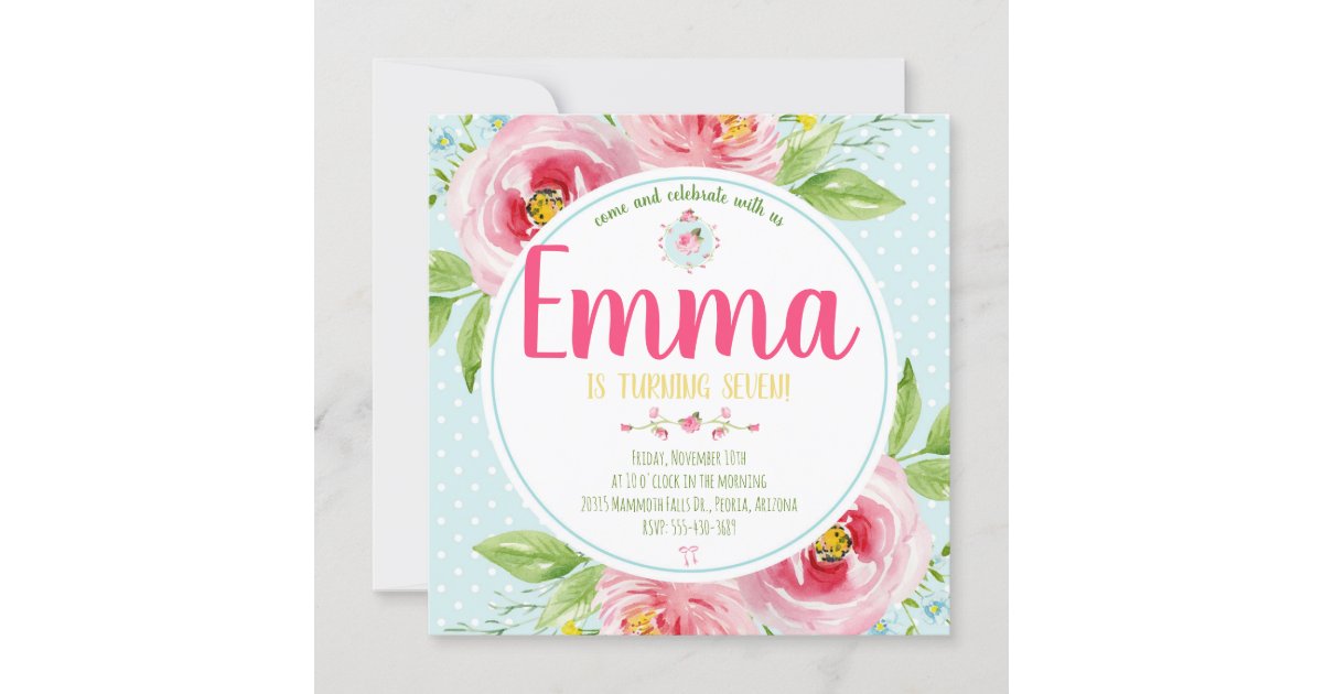 Shabby Chic Floral Birthday Invitation | Zazzle