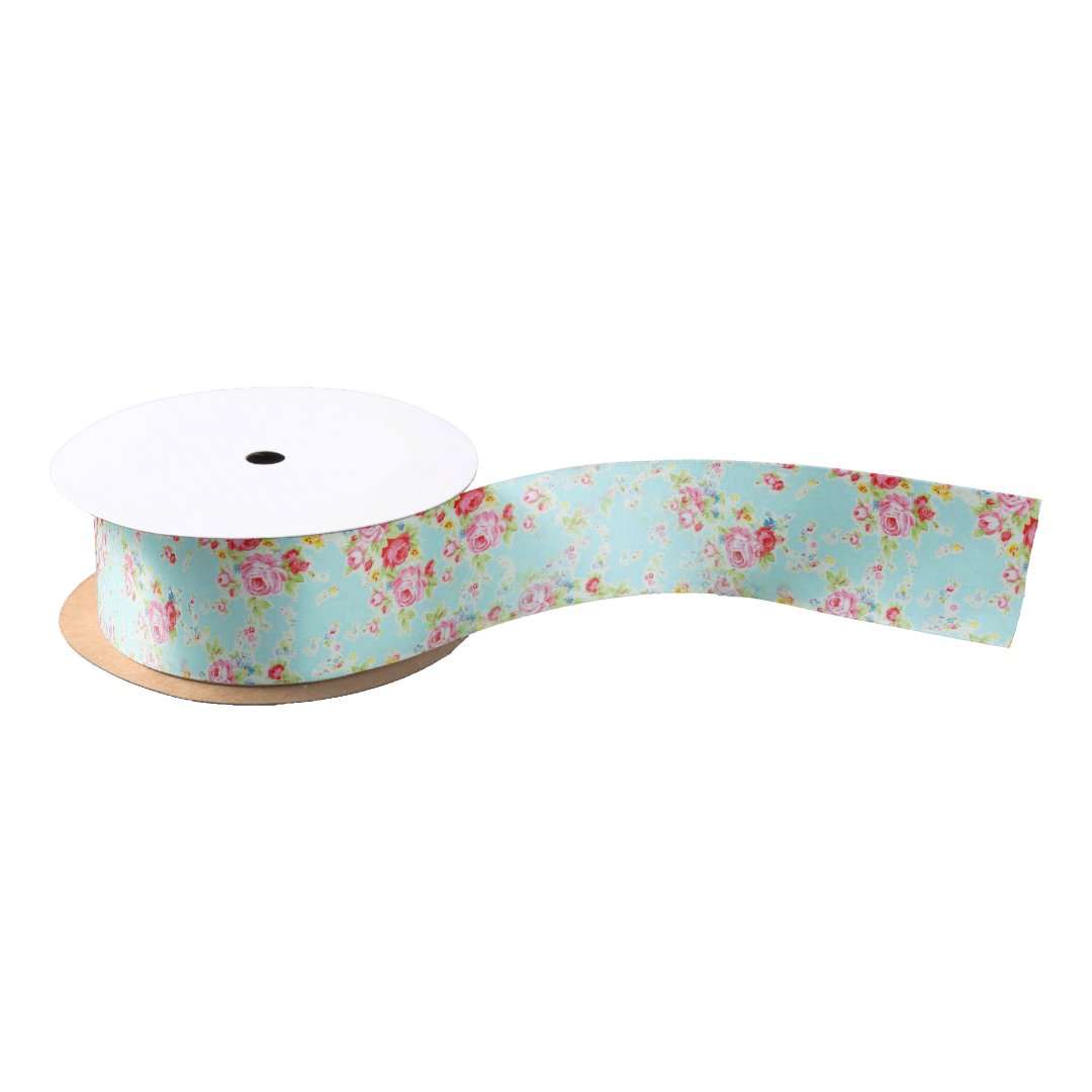 shabby chic floral rose ribbon | Zazzle