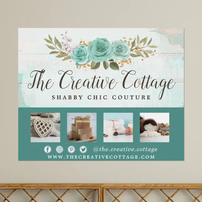 Shabby Chic Floral Rustic Wood Marketing Promo Poster | Zazzle