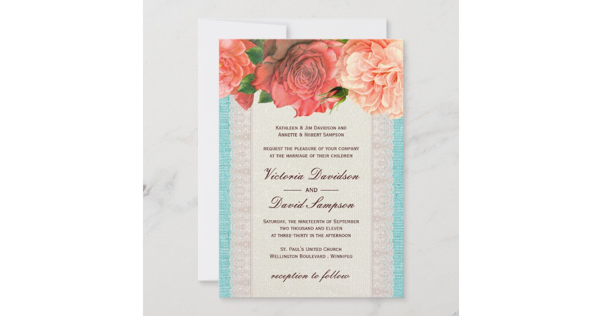 Shabby Chic Floral Wedding Invitation | Zazzle