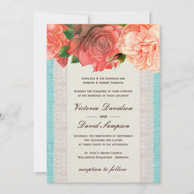 Shabby Chic Floral Wedding Invitation | Zazzle
