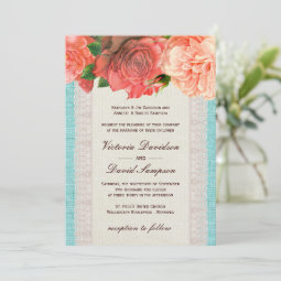 Shabby Chic Floral Wedding Invitation | Zazzle