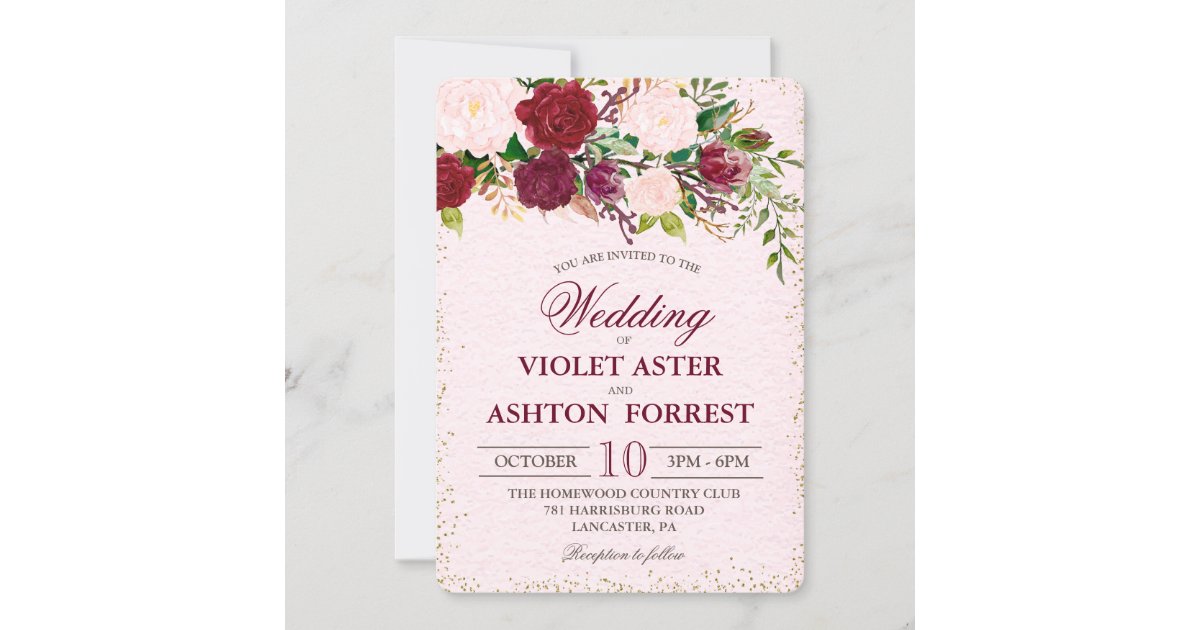 Shabby Chic Floral Wedding Invitation | Zazzle