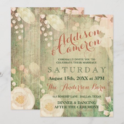 Shabby Chic Florals | Wedding Invitation | Zazzle