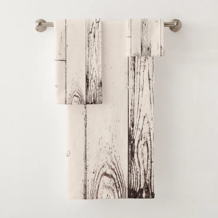 Shabby Chic Ivory Wood Rustic Farmhouse Barn Bath Towel Set | Zazzle