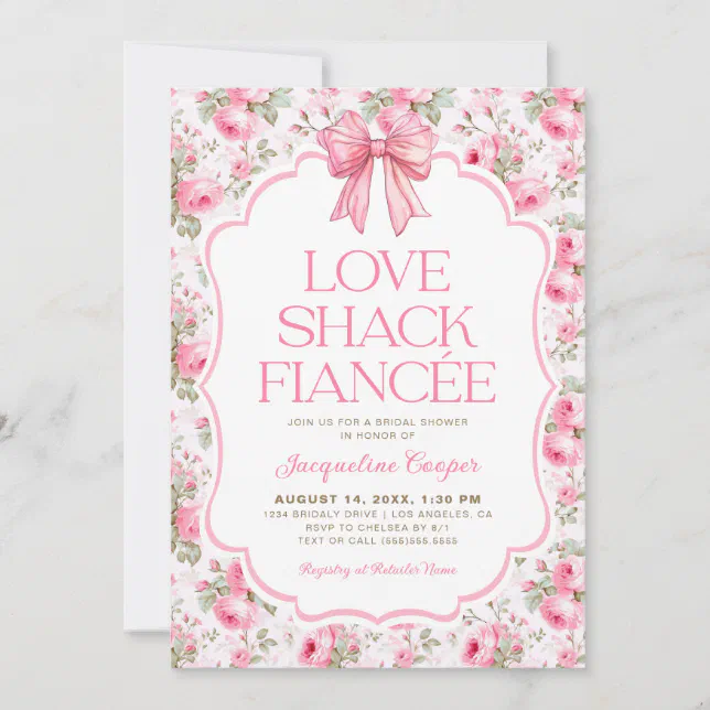 Shabby Chic Love Shack Fiancee Bridal Shower Invitation | Zazzle