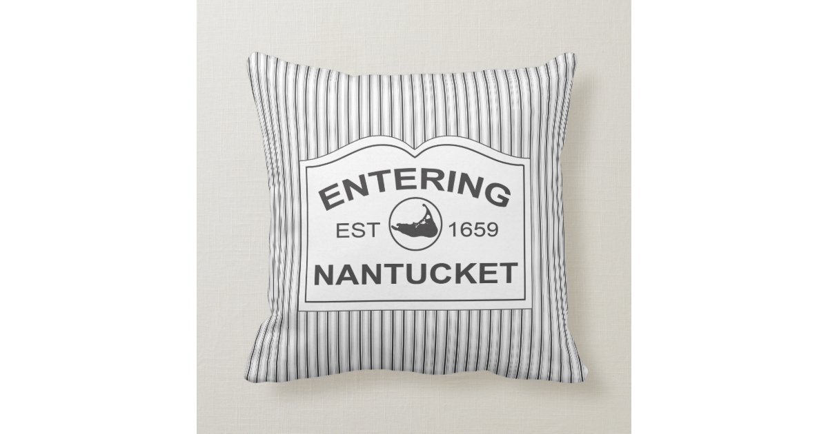 Shabby Chic Nantucket Welcome Sign Black & White Throw Pillow | Zazzle.com