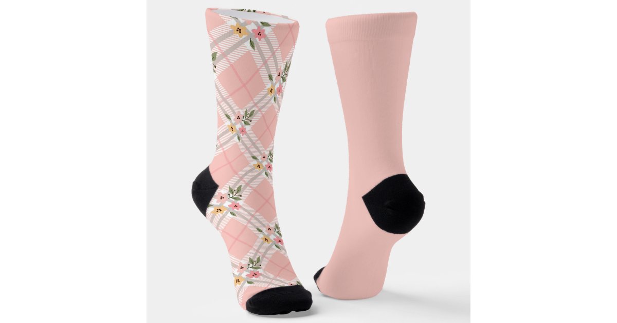 Shabby Chic Pastel Peach Argyle Odd Mismatch Socks | Zazzle