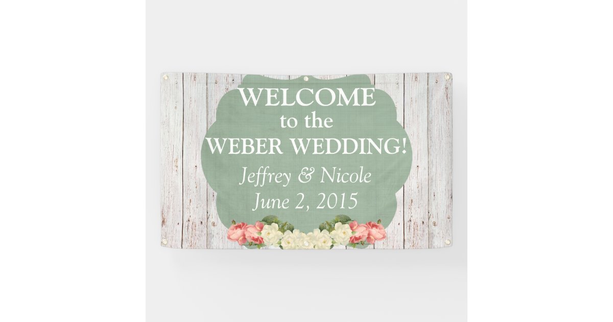 Shabby Chic Personalized Custom Wedding Banner | Zazzle