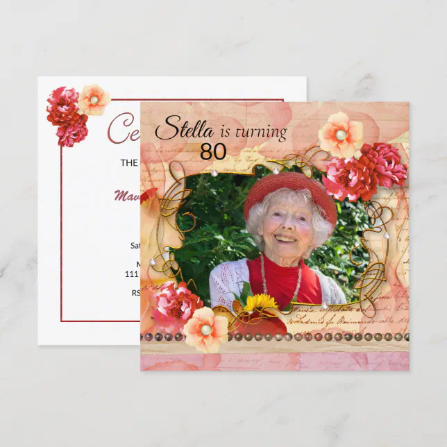 Shabby Chic Photo Birthday Party Invitation | Zazzle