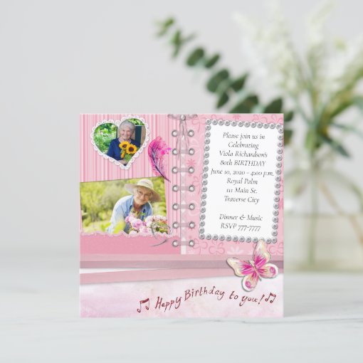 Shabby Chic Photo Birthday Party Invitation | Zazzle