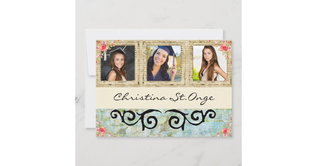 Shabby Chic Photo Graduation Open House Invite | Zazzle