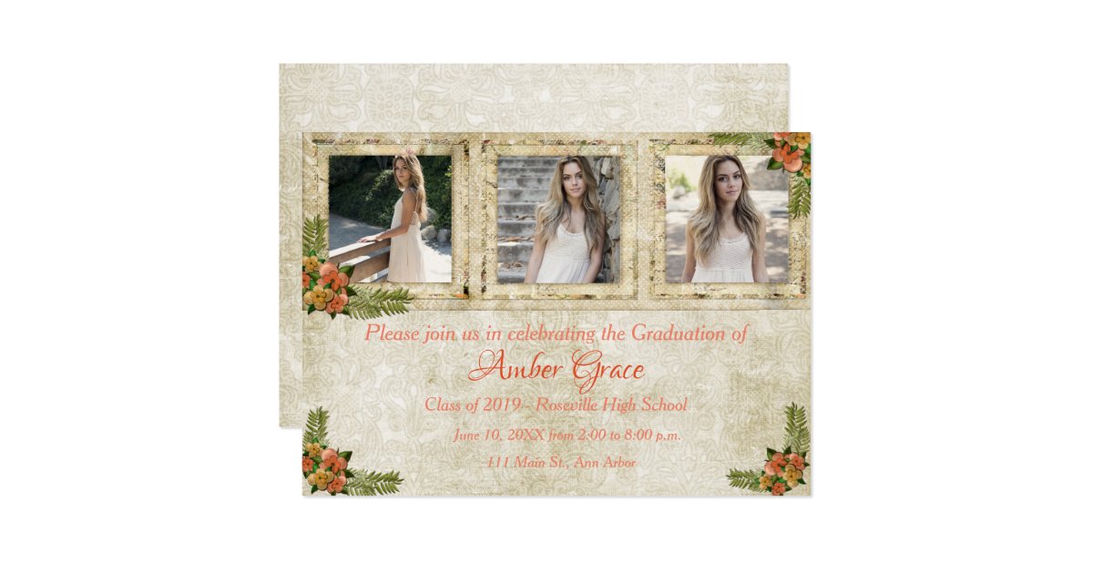 Shabby Chic Photo Graduation Party Invitation | Zazzle.com