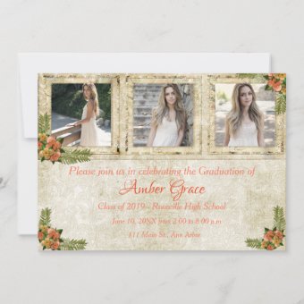 Shabby Chic Photo Graduation Party Invitation | Zazzle