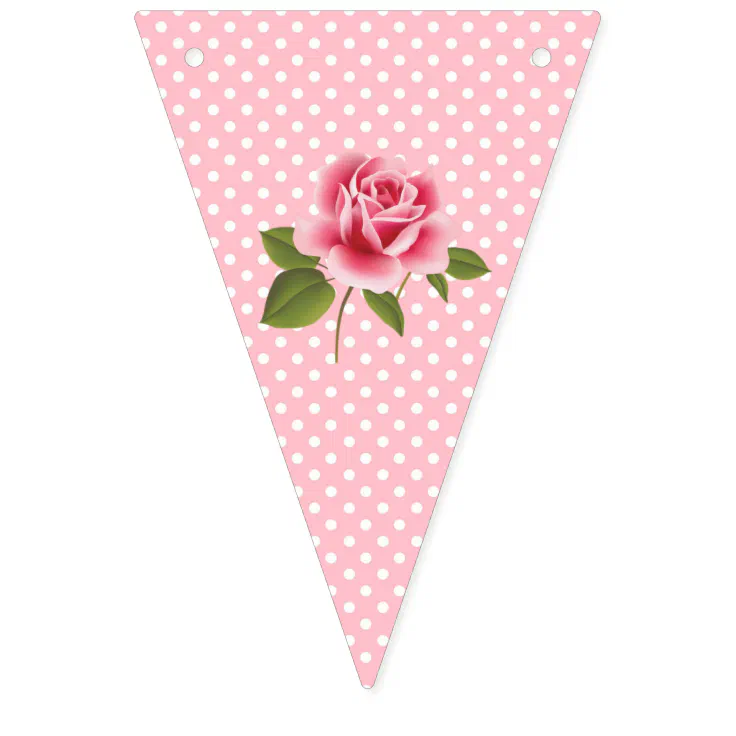 Shabby Chic Pink Aqua Floral Bunting Flag | Zazzle