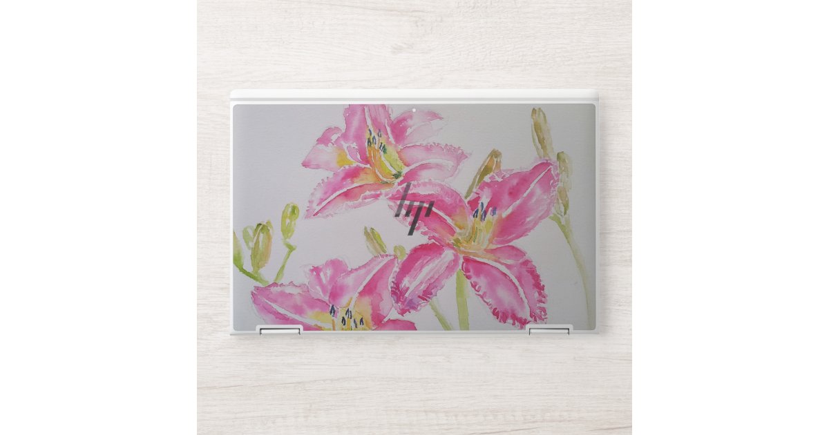Shabby Chic pink Lily Floral Flowers Laptop Skin | Zazzle