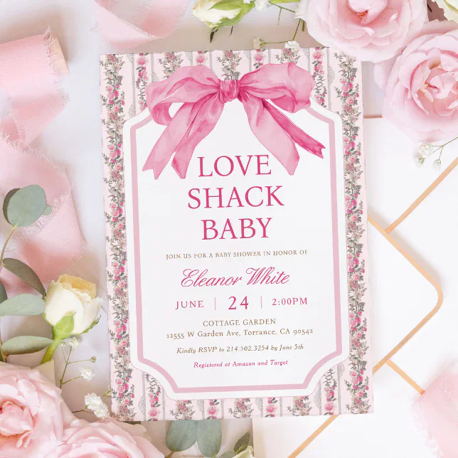 Shabby Chic Pink Love Shack baby Shower Invitation | Zazzle