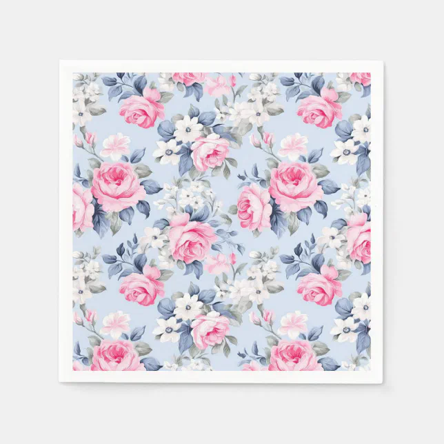Shabby Chic Pink Roses Seamless Pattern Napkins | Zazzle