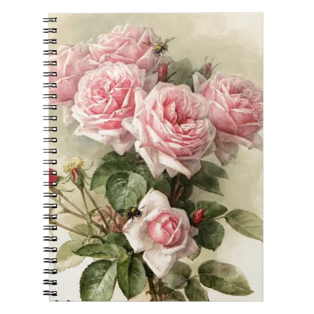 Shabby Chic Pink Victorian Roses Notebook | Zazzle