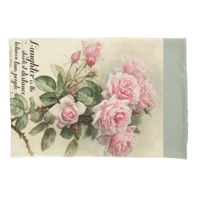 Shabby Chic Pink Victorian Roses Pillowcase | Zazzle