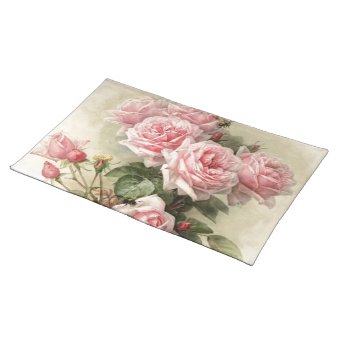 Shabby Chic Pink Victorian Roses Placemat | Zazzle