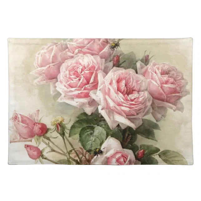 Shabby Chic Pink Victorian Roses Placemat | Zazzle