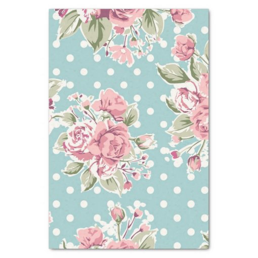 shabby chic,polka dots, pink roses, vintage,cute,v tissue paper | Zazzle
