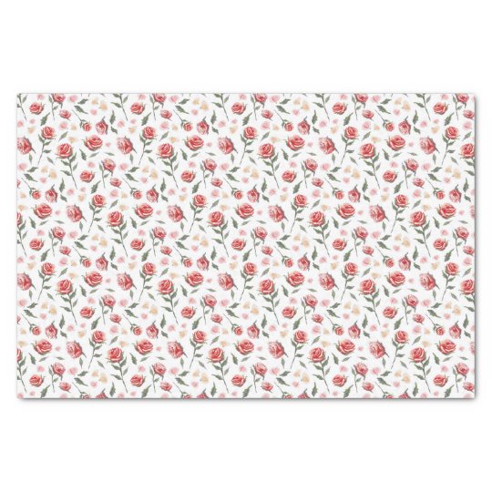 Shabby Chic Red Roses Pretty Tissue Paper | Zazzle.com