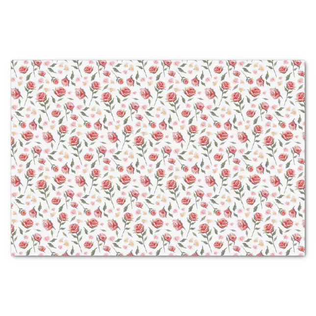 Shabby Chic Red Roses Pretty Tissue Paper | Zazzle