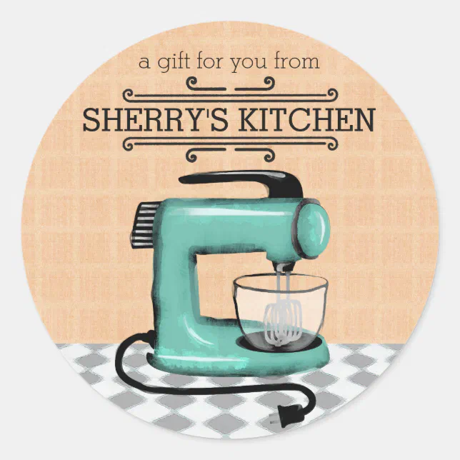 Shabby chic retro stand mixer food bakery sticker | Zazzle