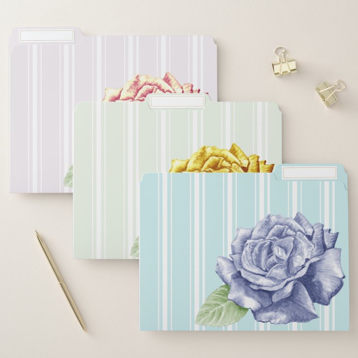 Shabby Chic Rose File Folder | Zazzle