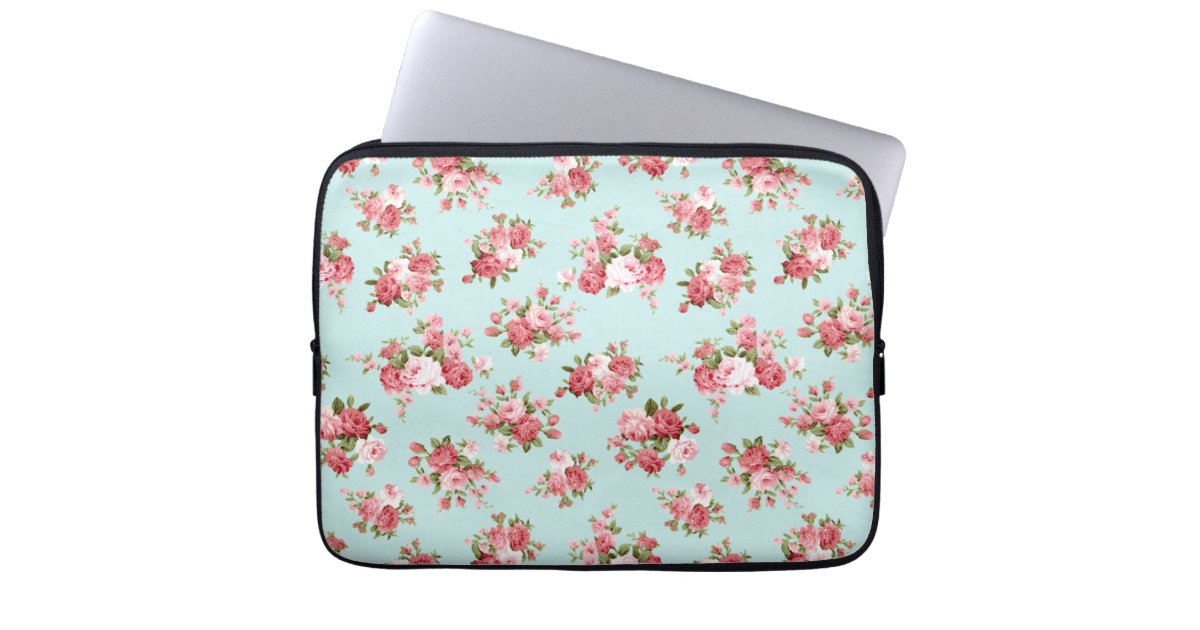 Shabby chic rose laptop sleeve | Zazzle