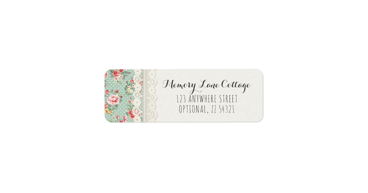 Shabby Chic Roses, Lace & Burlap Return Address Label | Zazzle