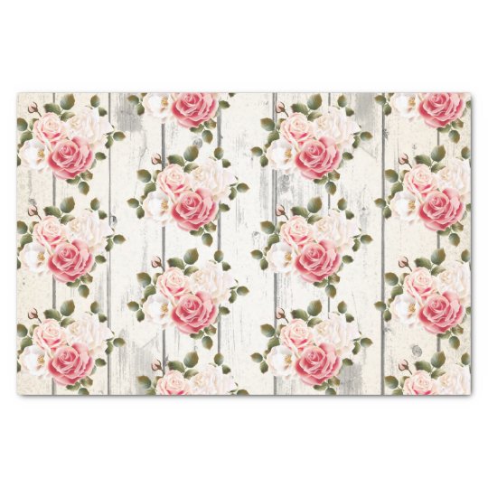 Shabby Chic Roses & Rustic Cottage Barn Wood Tissue Paper | Zazzle.com