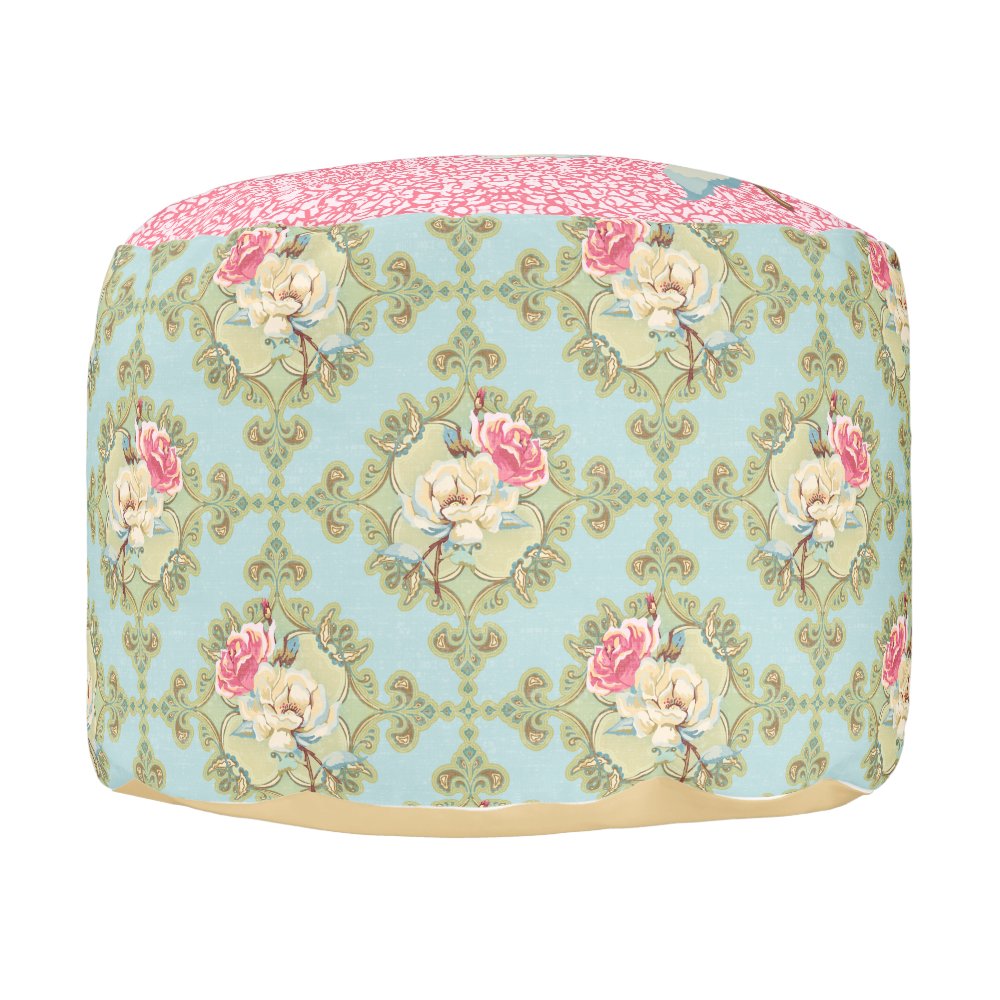 Shabby Chic Roses - vintage pastel Pouf sold by Octavio Arboiro | SKU ...