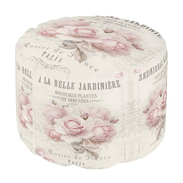 shabby chic,rustic,vintage,floral,collage,country, pouf | Zazzle