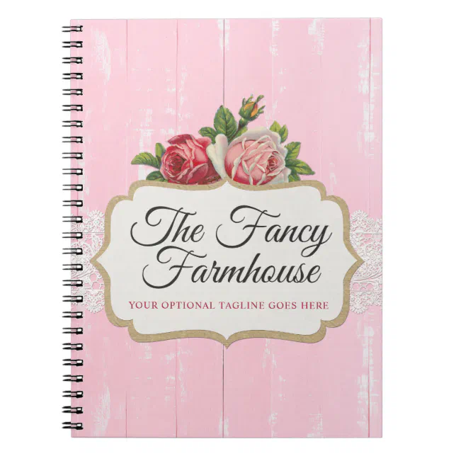 Shabby Chic Rustic Wood Pink Floral Vintage Roses Notebook | Zazzle