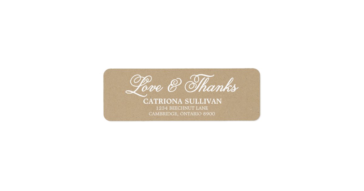 Shabby Chic Script Love & Thank Address Label | Zazzle