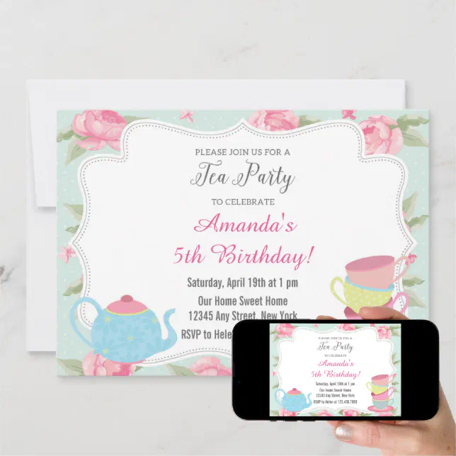 Shabby Chic Tea Party Invitation | Zazzle